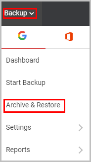 How do I view the folders in my or OneDrive application’s backup archive?