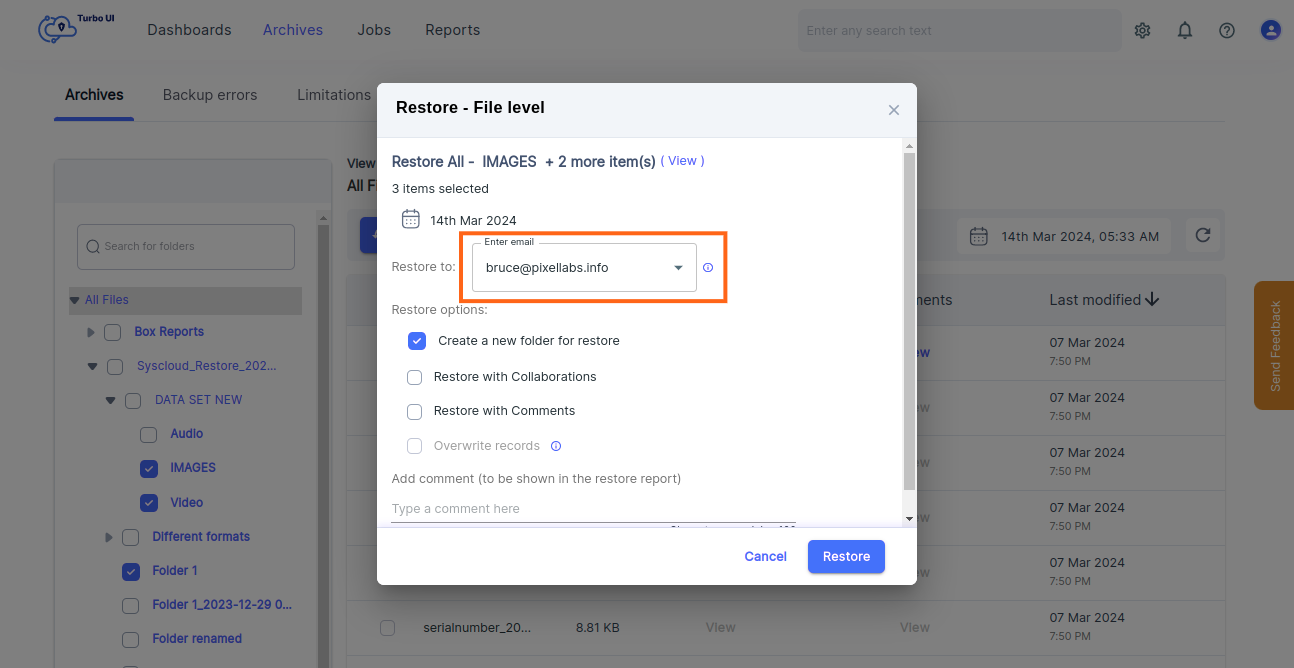 Restore Box folder(s)