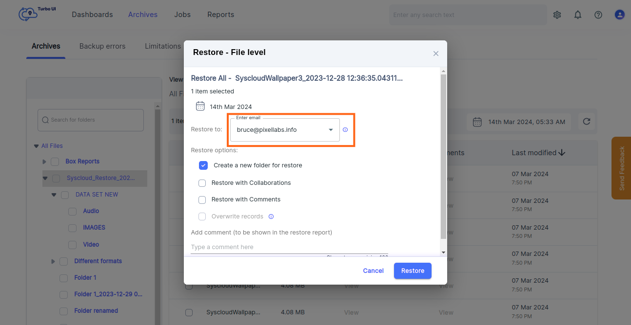 Restore Box file(s)