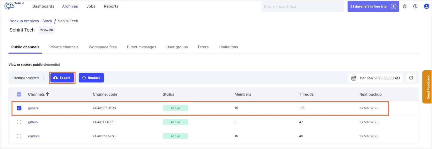 How to export a Slack channel?
