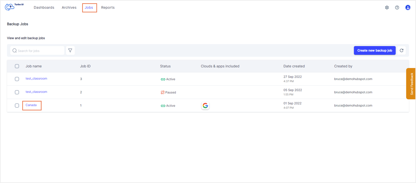How to pause the backup for a classroom in the SysCloud backup application?