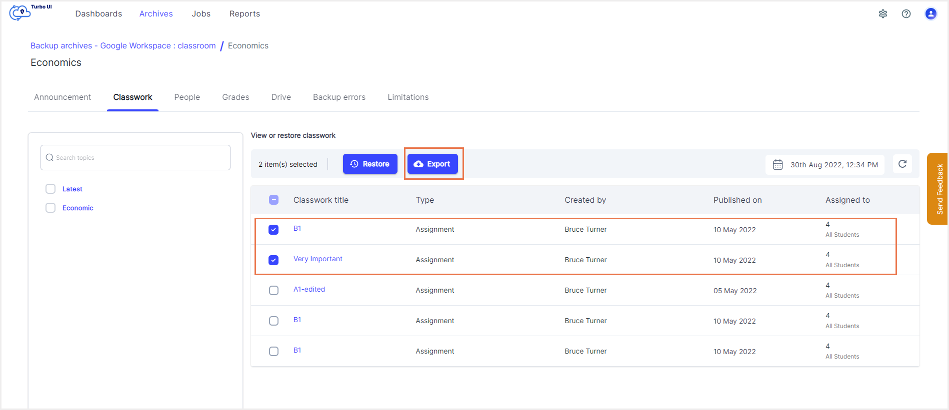 How to export Google Classroom Classwork data from the SysCloud backup ...