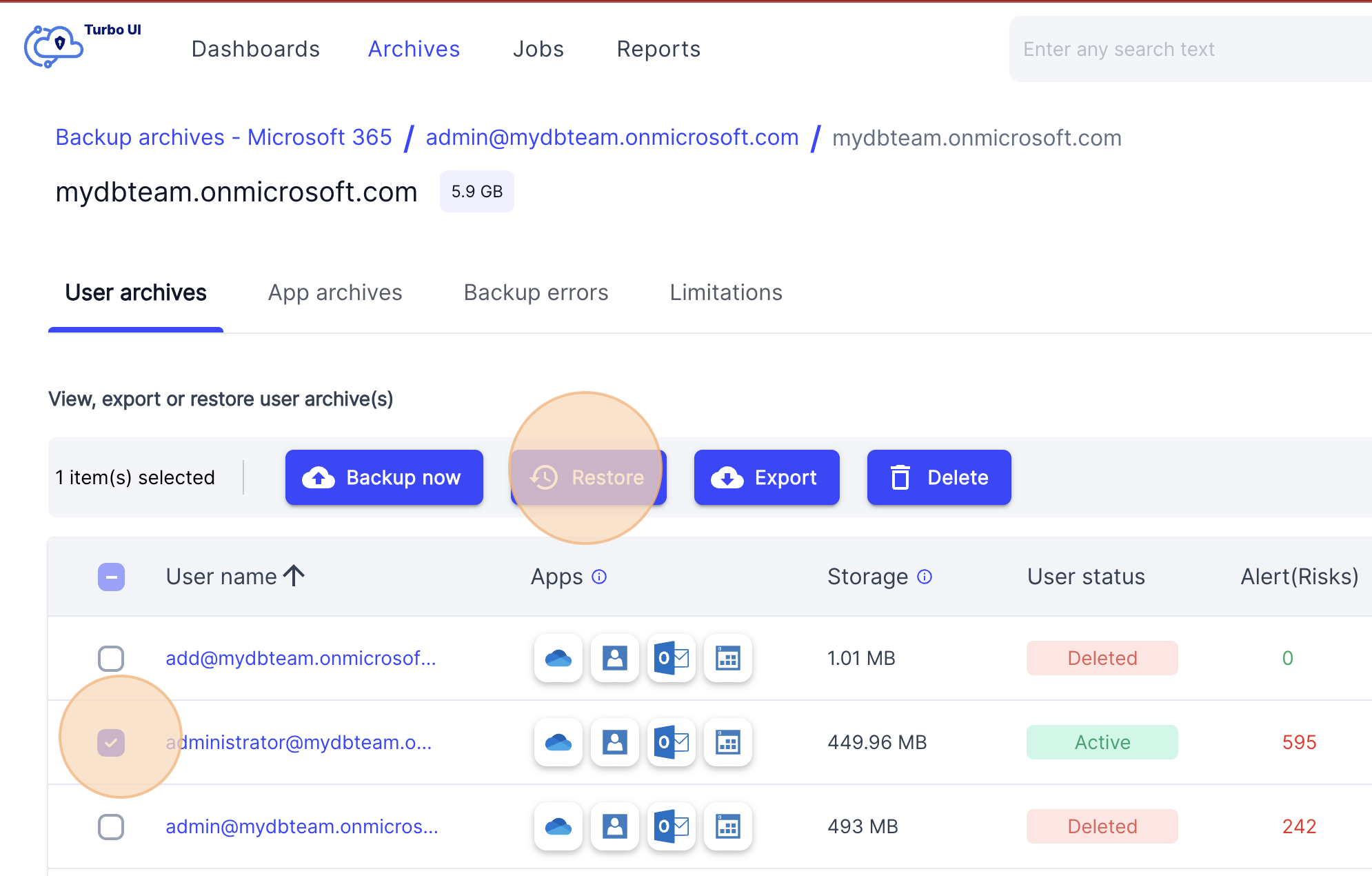 How do I start a full account restore for Google Workspace?