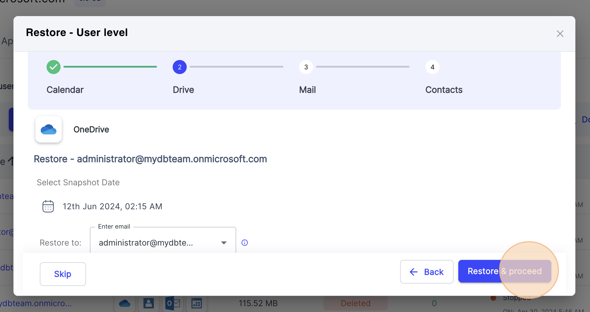 How do I start a full account restore for Google Workspace?