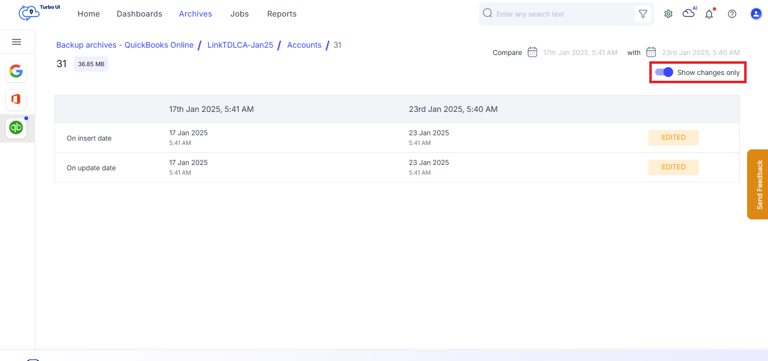 How to compare two backup snapshots and identify changes?