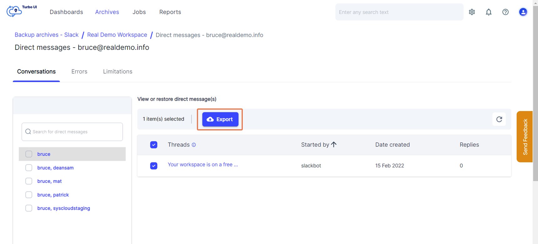 How to export Slack Direct Messages?