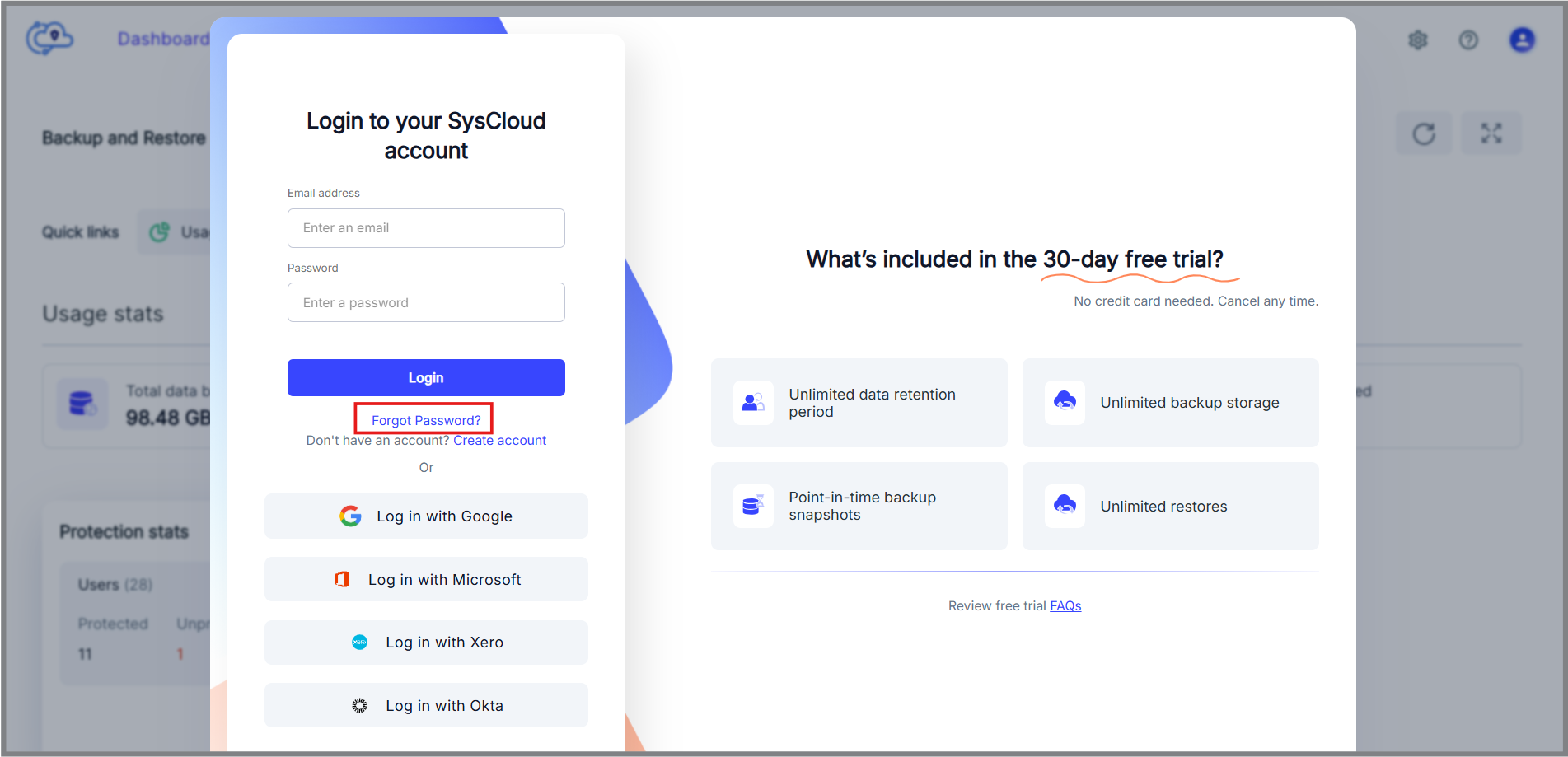 How to setup username and password login for SysCloud application? (for admins only)