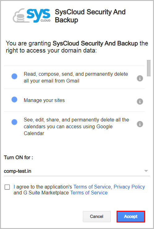 Why am I asked to allow permission for the SysCloud Backup, DLP ...