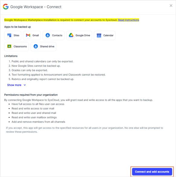 How do I set up a Google Classroom backup with SysCloud?